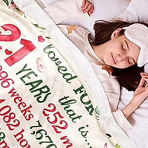 BRITHHAHA 21st Birthday Gifts for Her- 21 Years Blanket 60"X50"- 21 Funny Gift Idea- 21 Year Old Birthday Gifts- Gifts for 21 Year Old Female Women Girl Bestie Sister- 21st Birthday Gift Ideas