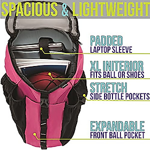 Athletico Basketball Bag - Large Basketball Backpack for Men & Women - Volleyball And Soccer (Pink)