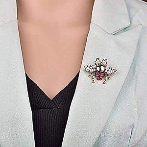 2 Pack Rhinestone Pearl Bee Brooch Pins Honey Bee Pendant/Brooch Fashion Crystal Insect Pins