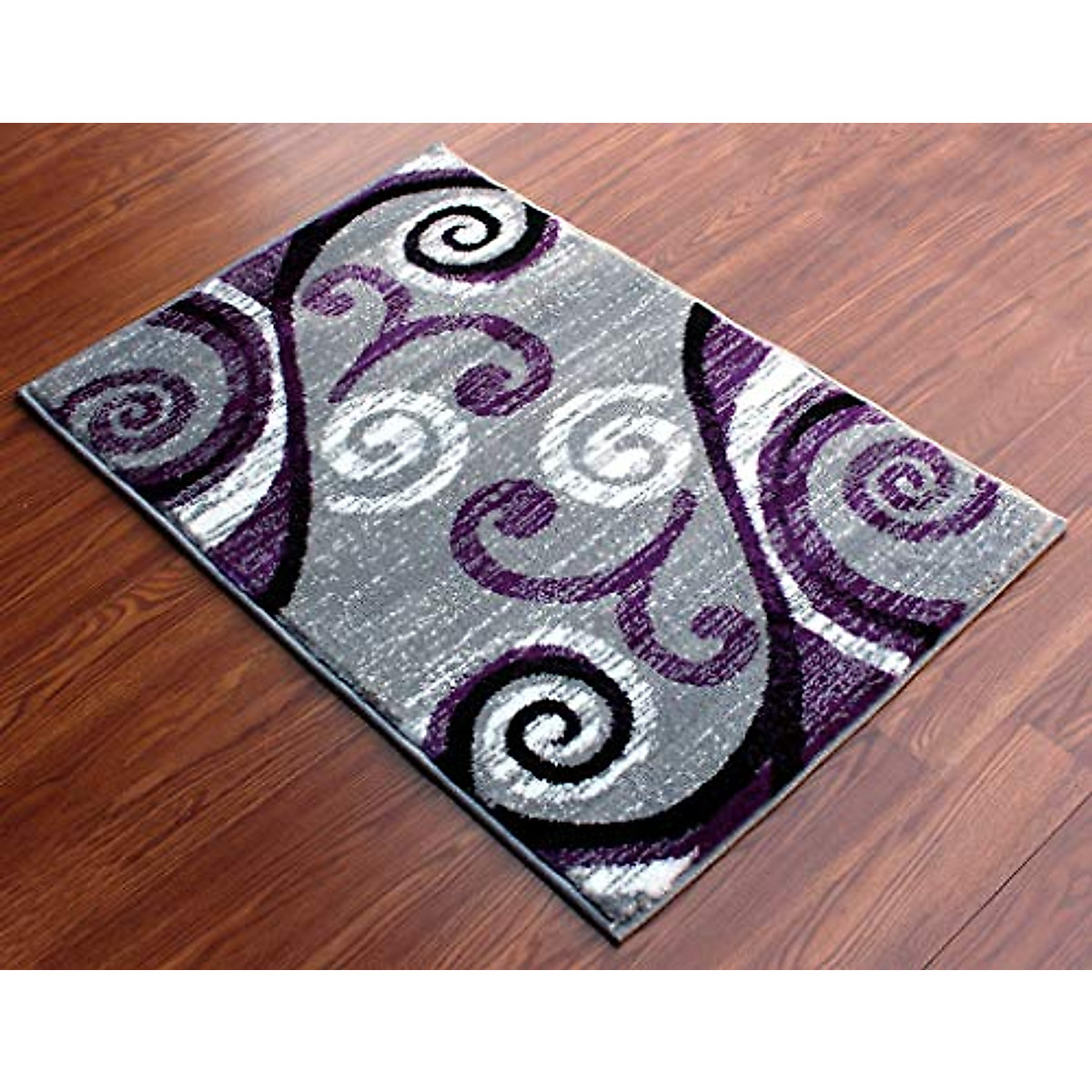Masada Rugs, Stephanie Collection Area Rug Modern Contemporary Design 1100 Purple Grey White Black (2 Feet X 3 Feet) Mat