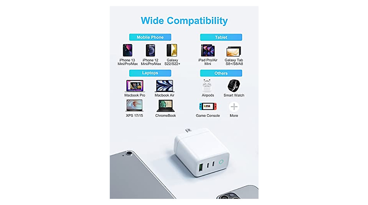 Hurple 65W 3-Port GaN USB C Wall Charger - Fast & Portable