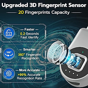 eLinkSmart Fingerprint Cable Lock, 6" Long Shackle Small Keyless Biometric Waterproof Bluetooth Smart Padlock for Gate Outdoor Fence Fridge Cabinet Locker Gun Pool Yard Pantry Helmet Travel - Silver