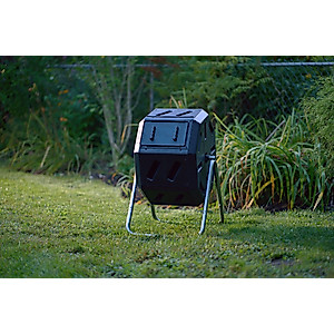 FCMP Outdoor IM2000 Tumbling Composter Canadian-Made, 100% Recycled Resin - Outdoor Rotating Compost Tumbler Bin for Garden, Kitchen, and Yard Waste, Black (22 Gallon)