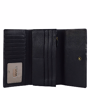 Anna by Anuschka Women’s Hand-Painted Genuine Leather Three Fold Organizer Wallet - African Leopard