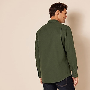 Amazon Essentials Men's Long-Sleeve Flannel Shirt, Regular-Fit, Two Pockets, Olive Heather, X-Large
