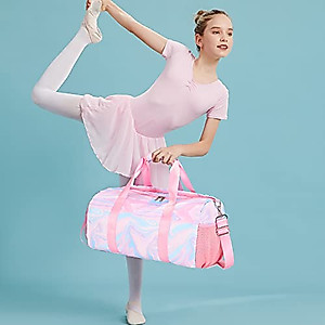Dance Bag Girls Duffle Bag Teen Sports Gym Bag Travel Bag for Weekender Sleepover Overnight Bag with Shoe Compartment and Wet Pocket