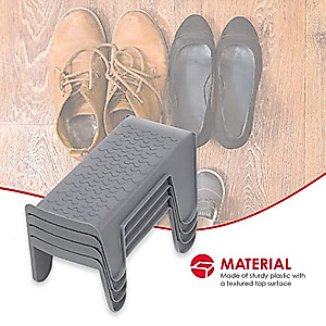 Home Basics 4 Piece Shoe Stacker, Gray
