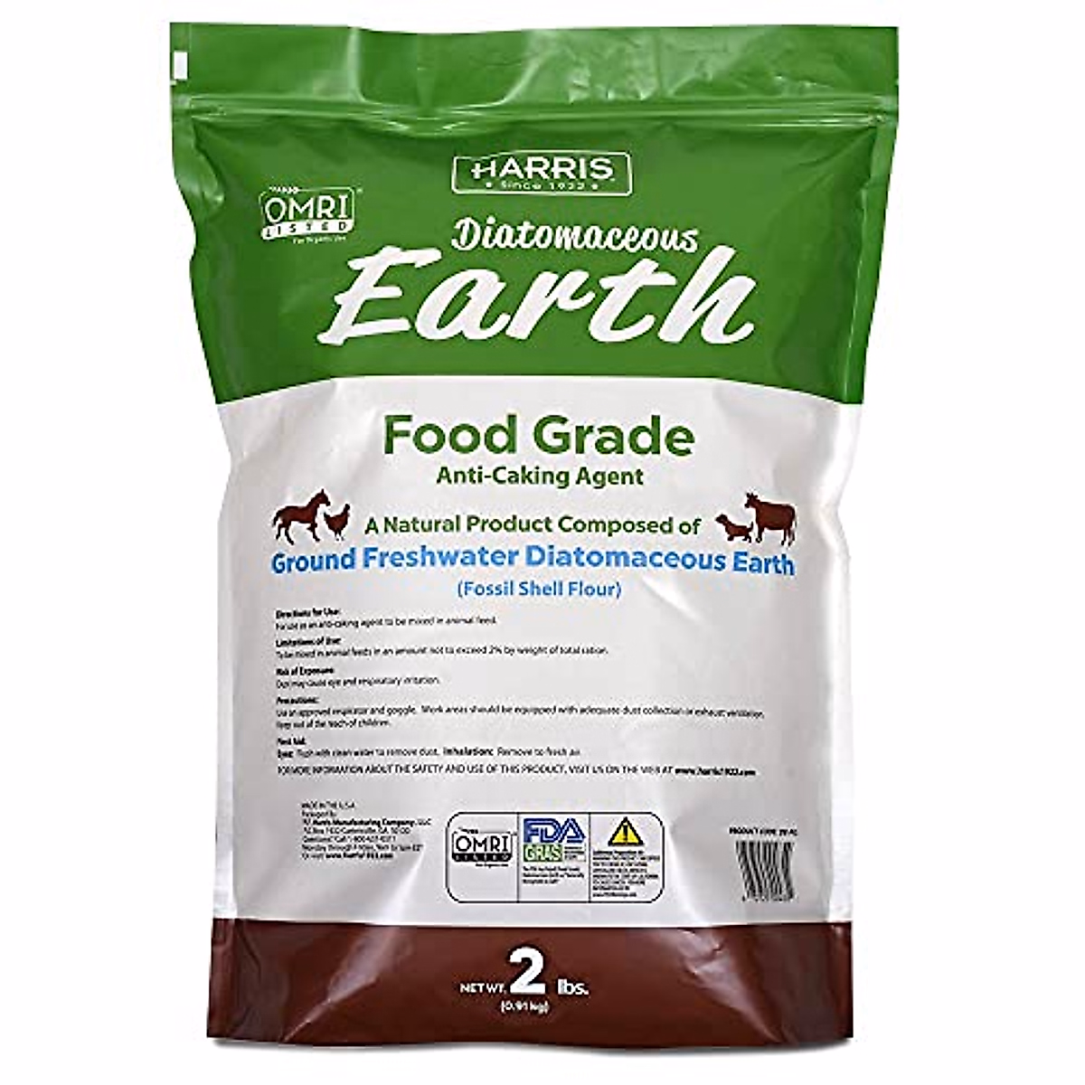 HARRIS Diatomaceous Earth Food Grade, 2lb with Powder Duster Included in The Bag