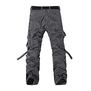 AKARMY Men's Casual Pants, Outdoor Streetwear Techwear Pants, Cargo Pants with Multi-Pocket K03 Gray