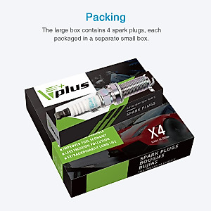 Vplus Iridium Spark Plug 4pcs 93175 LKR7DIX-11S Compatible with Hyundai Santa fe Sport 2018, 2012 Kia Soul,2015 Honda Civic Si 1.8L 2.4L 3.0L 3.3L 3.5L 3.6L 3.8L L4 V6 Engine