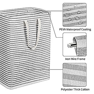 ZERO JET LAG 72L Laundry Hamper with Handles Large Laundry Basket Laundry Bin Collapsable Dirty Clothes Basket Laundry Bag Foldable Dirty Clothes Hamper (Striped Grey)