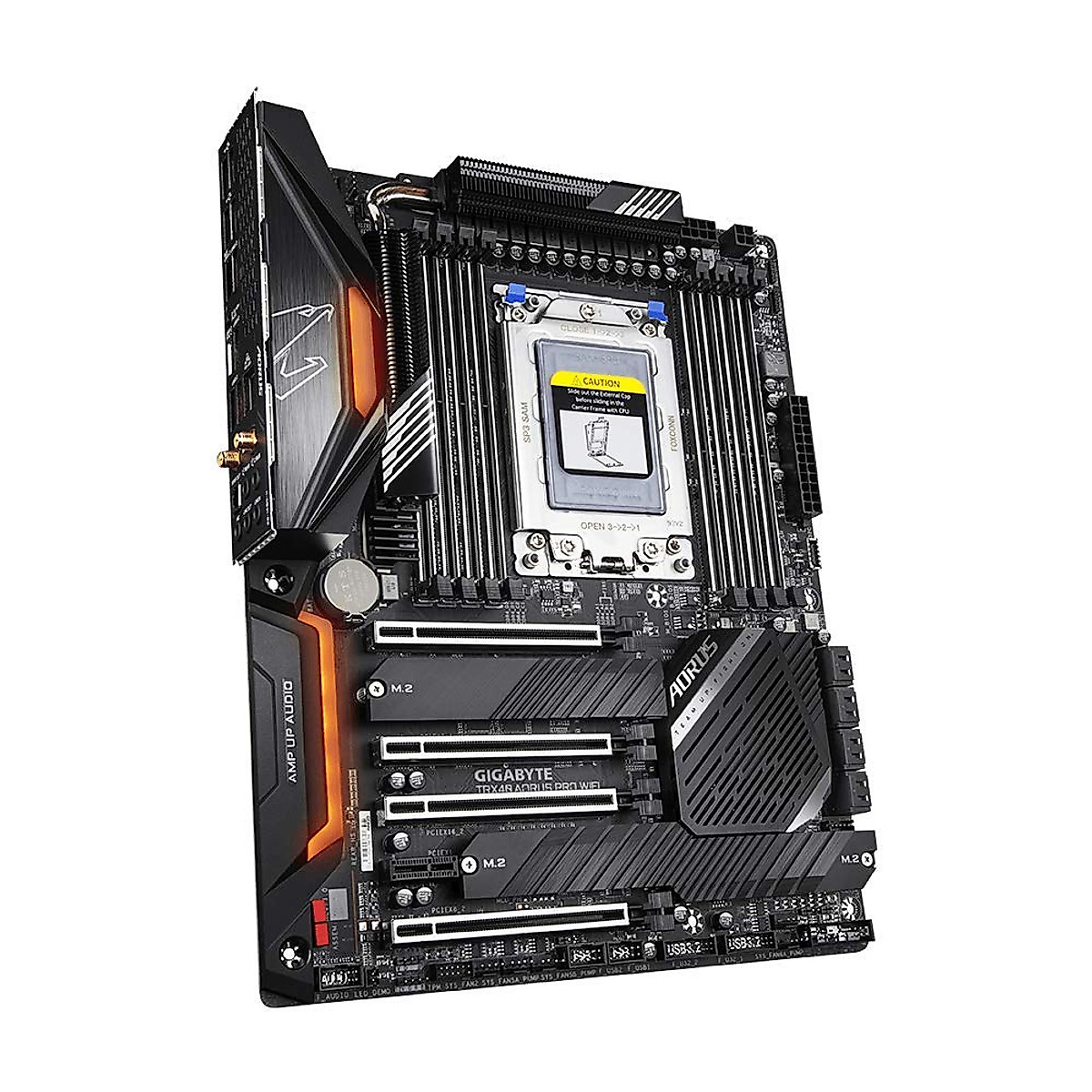 GIGABYTE TRX40 AORUS PRO WiFi (sTRX/AMD/TRX40/Fins-Array Heatsink/12+2 Phases Infineon Digital VRM/3x PCIe 4.0x4 M.2/Intel WiFi 6/Intel GbE LAN/ATX/Motherboard)