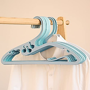 HongFeng Plastic Hangers,Heavy Duty Durable Coat and Clothes Hangers,Lightweight Space Saving Non Slip Hangers (Blue,30 Pack)