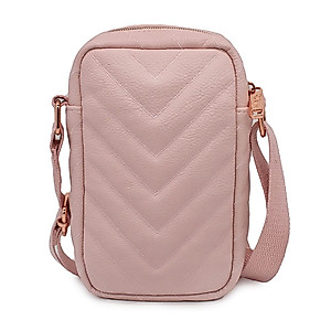 Disney Bag, Cross Body, Signature D Logo, Rose Gold, Chevron Zig Zag Stitch, Pink, Vegan Leather