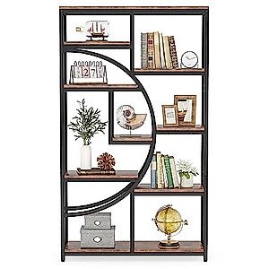 Tribesigns Bookshelf Industrial 5 Tier Etagere Bookcase, Freestanding Tall Bookshelves Display Shelf Storage Organizer with 9-Open Storage Shelf for Living Room, Bedroom