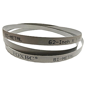 FOXBC 62 Inch Metal Bandsaw Blades, 62" x 1/2" x 24 TPI Metal Cutting Fits Craftsman, Delta, POWERTEC, Ryobi, Wen, Skil 9" Bandsaw