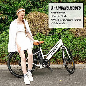 Axiniu Electric City Bike for Adults | 26'' Electric Commuter E-Bike | Shimano 7-Speed | Peak 500W Brushless Motor with 36V UL-Certified Removable Battery | Electric Bicycle