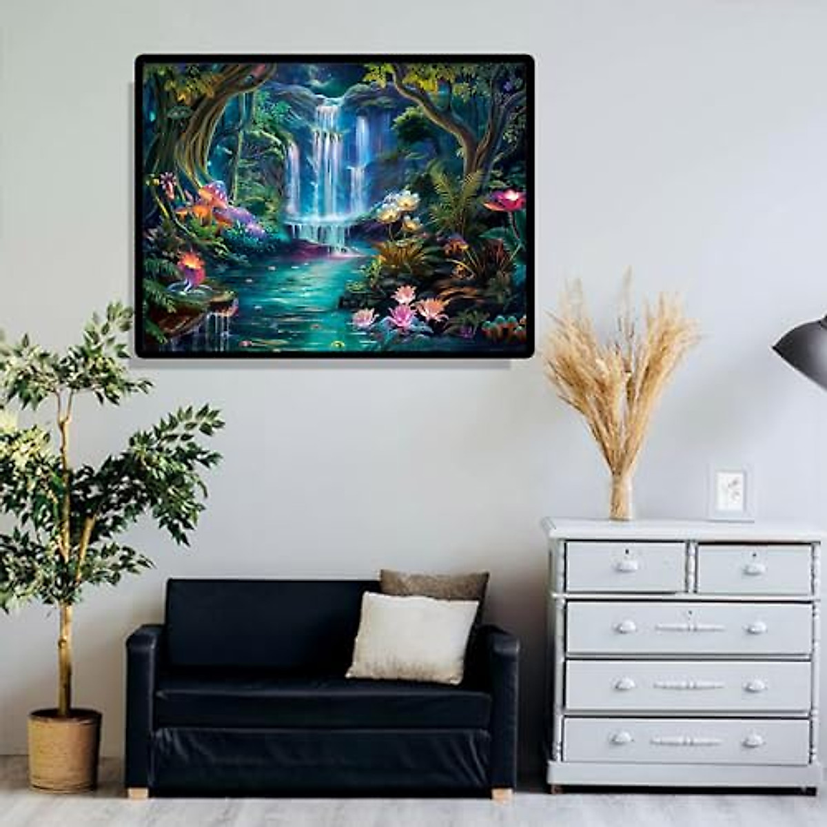 AIBOERL Diamond Art Kits, Forest Waterfall DIY Full Round Drill Diamond Painting Kit for Adults Beginners, Landscape Full Drill Crystal Picture Gem Art for Home Wall Decor (15.8 * 11.8 inch)