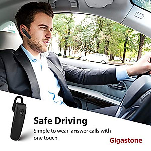 Gigastone D1 Bluetooth Earpiece 2-Pack, Wireless Handsfree Headset with Microphone, 6-8 Hrs Driving Single Ear Bluetooth Headset, Noise Canceling Mic, Compatible with iPhone Android