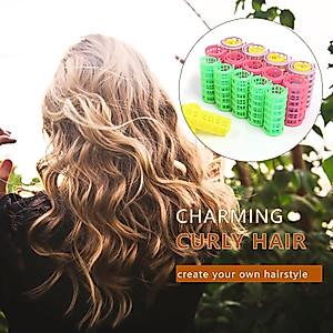 30 Pieces Snap on Plastic Hair Rollers Curlers Hairdressing Rollers for Short Long Hair Self Holding Rollers No Heat Curlers for DIY Hairdressing Hair(5 Sizes)