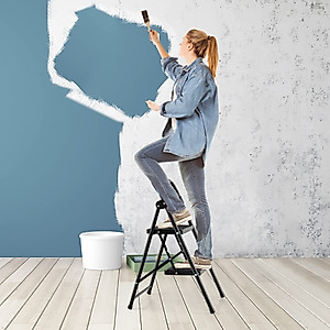 Nightcore 2 Step Ladder, Folding Step Stool w/Padded Handgrip & Wide Anti-Slip Pedal, Lightweight Portable Metal Tool Ladder, 330 LBS Capacity, Multi-Use Sturdy Ladder for Kitchen & Household