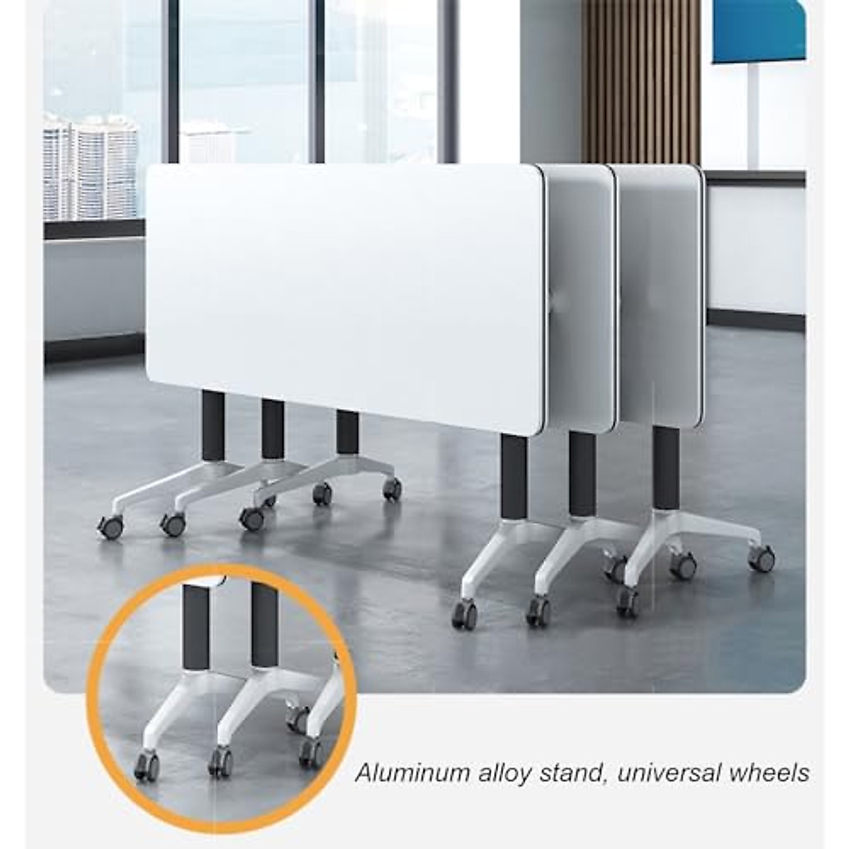 3pcs Foldable Conference Tables, Flip Top Mobile Training Table with Modesty and Lockable Wheels,Quickly Change from Horizontal to Vertical (Color : C, Size : 120 * 40 * 75cm)