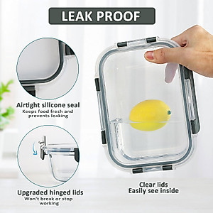 M MCIRCO [8-Pack,30 oz] Glass Meal Prep Containers,Glass Food Storage Containers,Airtight Glass lunch Containers with Lids - BPA-Free Microwave, Oven, Freezer and Dishwasher