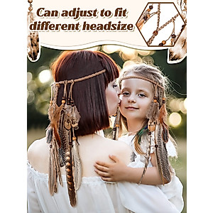 XunYee Feather Headband Hippie Headband for Women Hippie Accessories Indian Headband Feather Hair Accessories for Costume (Classic Style)