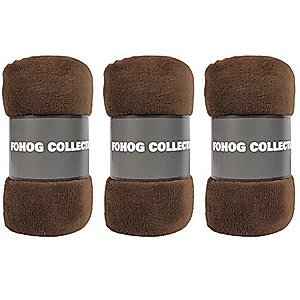 FOHOG Collection Fleece Blanket Chocolate Brown Small Plush Throw Blankets for Couch Flannel Soft Lightweight Microfiber Travel 50" X 60" (Brown)