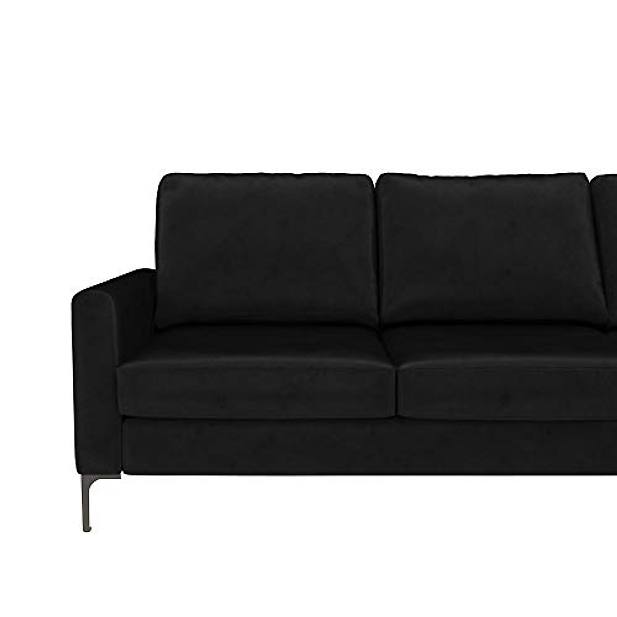 Novogratz Chapman Sectional Sofa with Chrome Legs, Black Velvet Couch