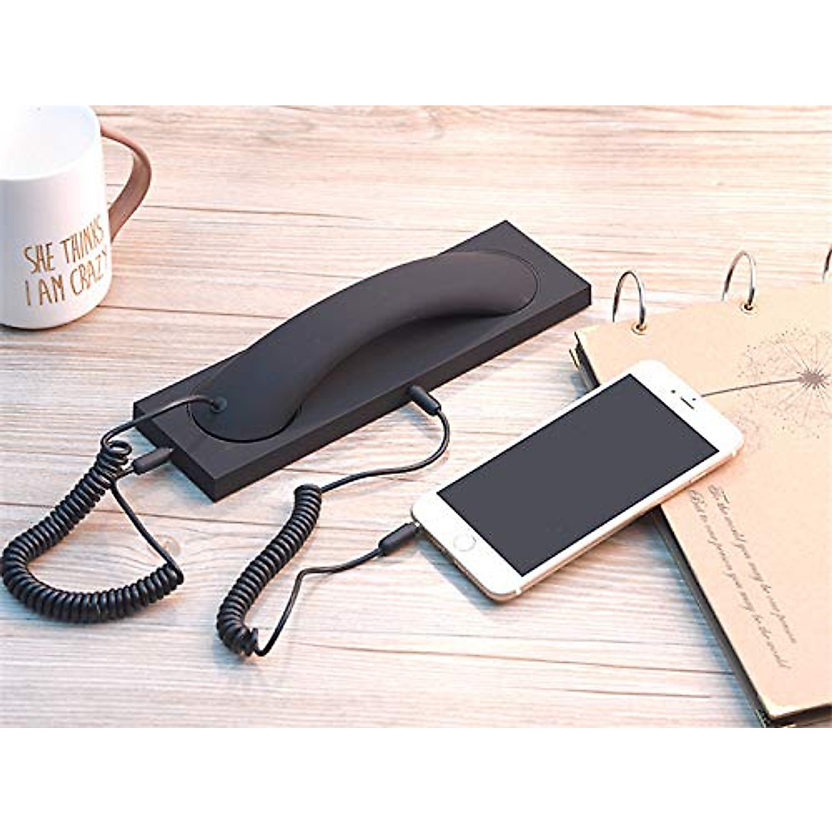 Fashion Retro Phone handset Headset 3.5mm Microphone Prevention Radiation Compatible with iPhone Samsung