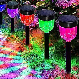 Sunenvoy Color Solar Lights Outdoor - Colorful Pathway Solar Light (8 Pack) Decorative Weatherproof Auto On/Off Outdoor Lights: Garden, Landscape, Patio, Pool, Yard
