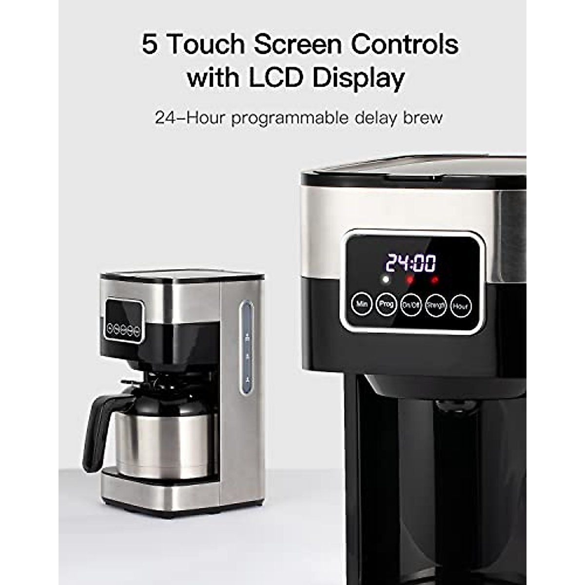 Boly Coffee Maker with Thermal Carafe 8 Cup, Programmable Coffee Maker Drip with Timer and Coffee Pot, Automatic Coffee Machine Includes Reusable Filter