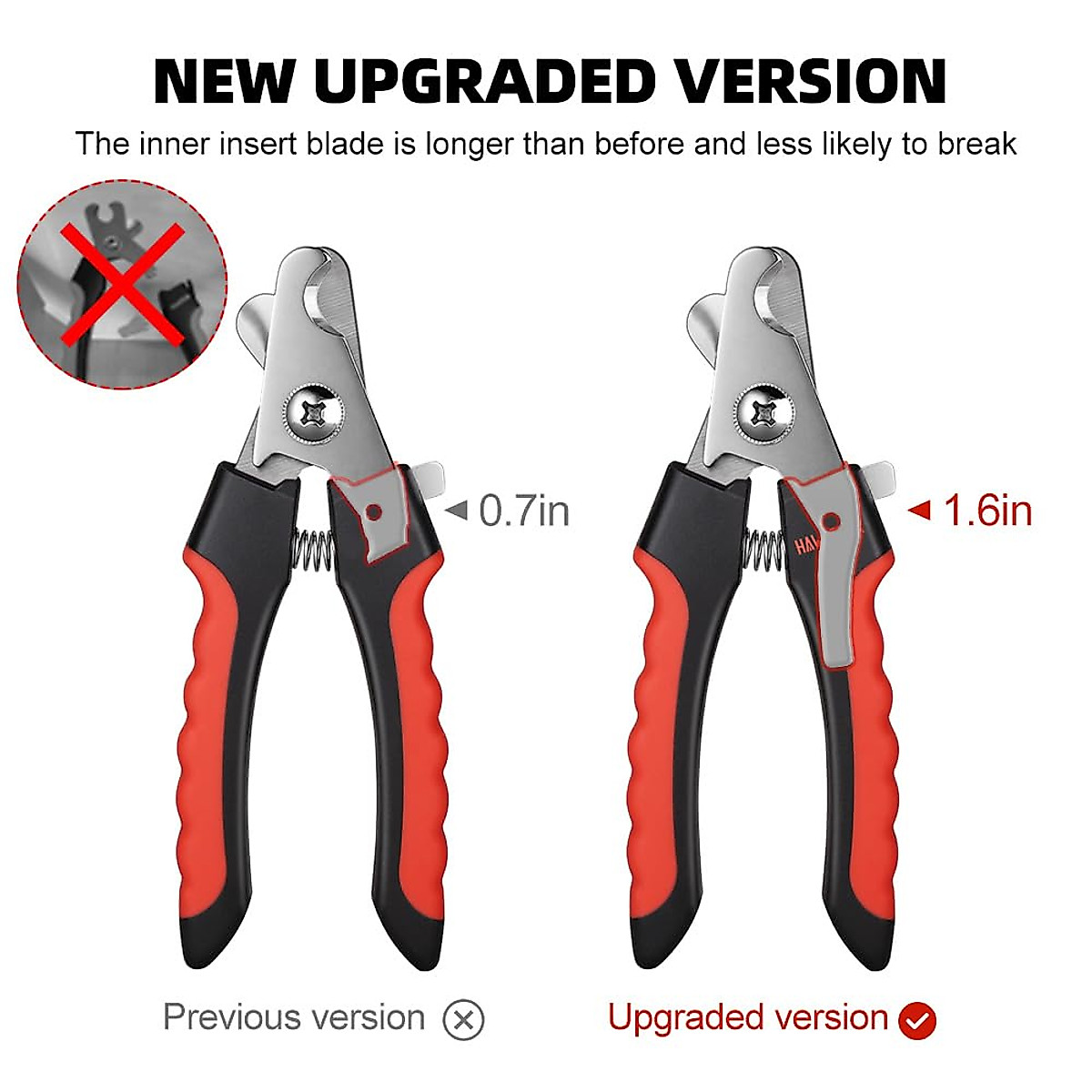 HAWATOUR Dog Nail Clippers, Professional Pet Nail Clipper & Trimmers with Safety Guard to Avoid Over Cutting, Grooming Razor with Nail File for Medium and Large Dog and Cat, Red