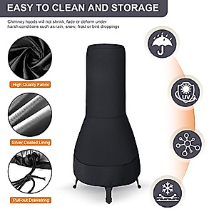 Bicherub Chiminea Cover Waterproof Outdoor Chimney Cover Patio Fire Pit Heater Cover for Garden Backyard 48 x 8 x 24 inch Black