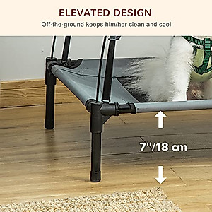 PawHut Elevated Portable Dog Cot Cooling Pet Bed With UV Protection Canopy Shade, 30 inch