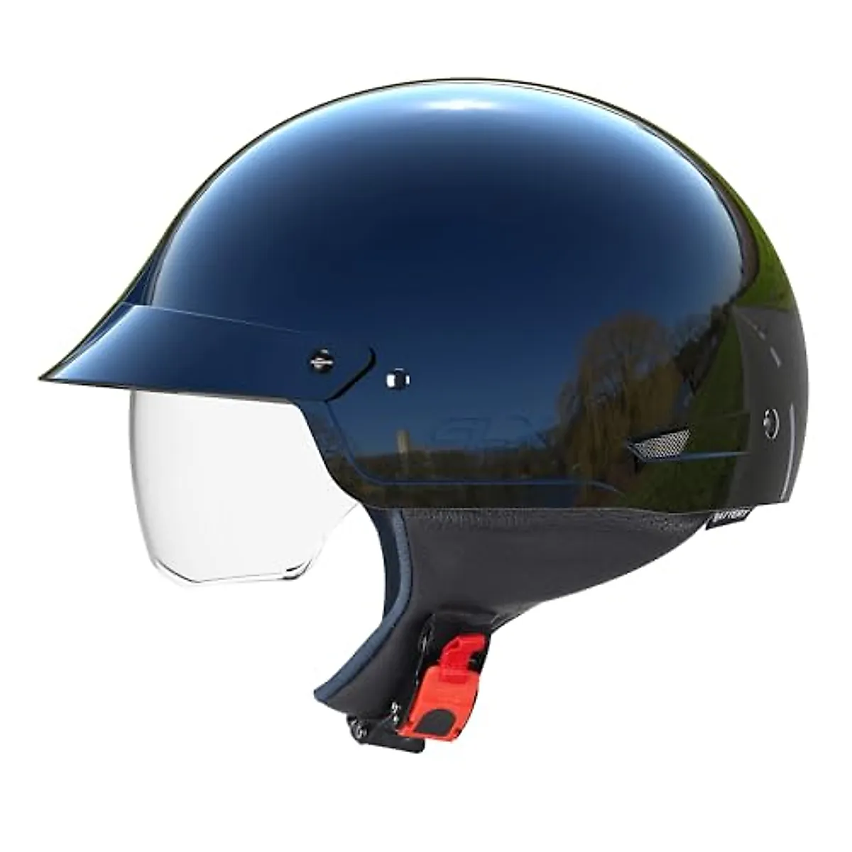 GLX M14 Open Face Motorcycle Helmet - Black, Large - DOT Approved