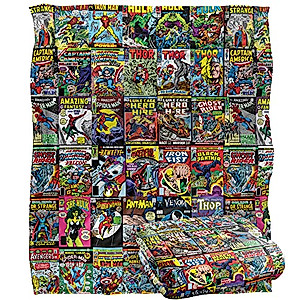 Marvel Marvel Comic Blanket, 50"x60", Misc. Comic Collage, Silky Touch Super Soft Throw Blanket