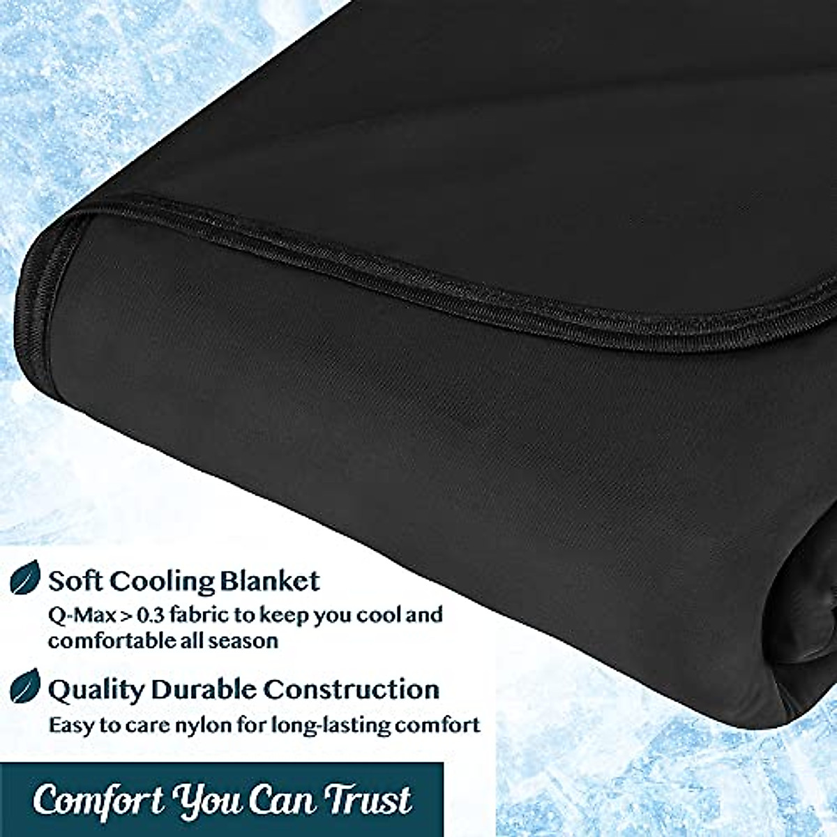 PAVILIA Cooling Blanket Twin Size Bed Lightweight Summer Cooling Throw Blanket for Bed Couch Sofa Nap, Absorbs Body Heat to Keep Cool Cold Effect, Double Sided Cooling Breathable - Black 60x80 Twin