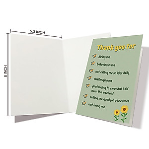 Nchigedy Funny Thank You Card for Boss Manager, Boss's Day Card from Employee Staff, Boss Appreciation Card, Bosses Day Gift for Men Women, Thank You for Hiring Me...