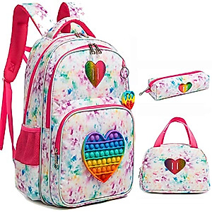 ZBAOGTW School Backpacks for Girls,Girls Backpacks with Lunch Box and Pencil Bag,Pink Kids Backpack for School,Travel,Picnic