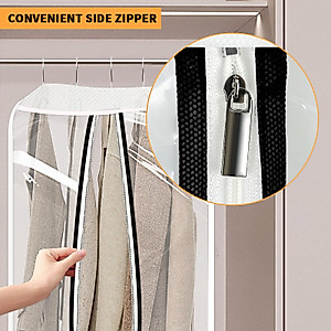 Peyorom 10" Gusseted Dress Garment Bags for Hanging Clothes, 60" All Clear Long Garment Bags for Gowns, Long Dress Bag for Closet Storage, Foldable Dress Cover, 2 Pack