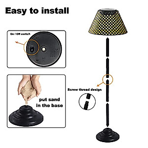 Newinhome Metal Solar Lamp Outdoor Patio,Waterproof Solar Floor Lights, Big Decorative Lantern for Deck Lawn Yard Garden Pool Pathway（Black）