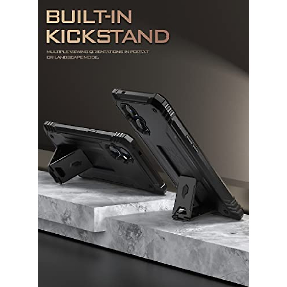 Poetic Revolution Series Case for OnePlus Nord N20 5G, [6FT Mil-Grade Drop Tested], Full-Body Rugged Dual-Layer Shockproof Protective Cover with Kickstand and Built-in-Screen Protector, Black