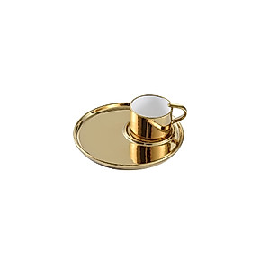 Pampa Bay For Coffee Lovers Titanium-Plated Porcelain Espresso Cup & Plate, 2.5 x 6.5in