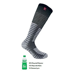 Eurosock Standard ECO Lite Weight Snow Board Socks, White/Black, SM (Men's Shoe 4-7 Women's Shoe 5-8)