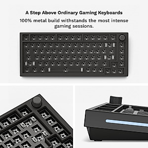Glorious Modular Mechanical Gaming Keyboard - 75% / Barebones/Pre Built/Black and White (Barebones (Black))