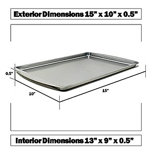 Tribello Half Cookie Sheet Pan 15 X 10 Inch Cake Pan For Baking Aluminum - Pack of 6