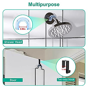 SHINGONE Hanging Shower Caddy Adjustable Length, Shower Caddy Over Shower Head With Hooks, Shower Rack Hanging Shower Organizer for Bathroom, Black