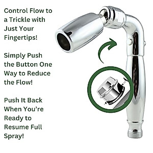 High Sierra Showerheads® - Solid Metal Handheld Shower Head with Trickle Valve and 72-Inch Metal Hose with Silicone Inner Tube. Low Flow 1.5 GPM - Chrome Finish